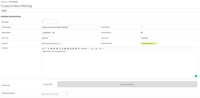 Create a Meeting - Procore