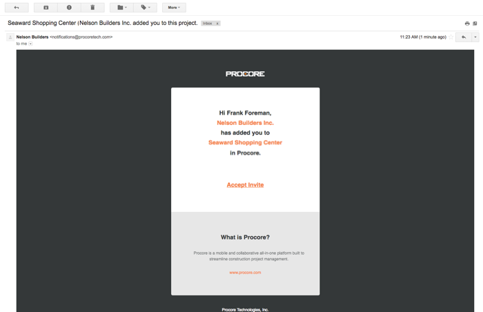 Respond to a 'Welcome to Procore' Email - Procore